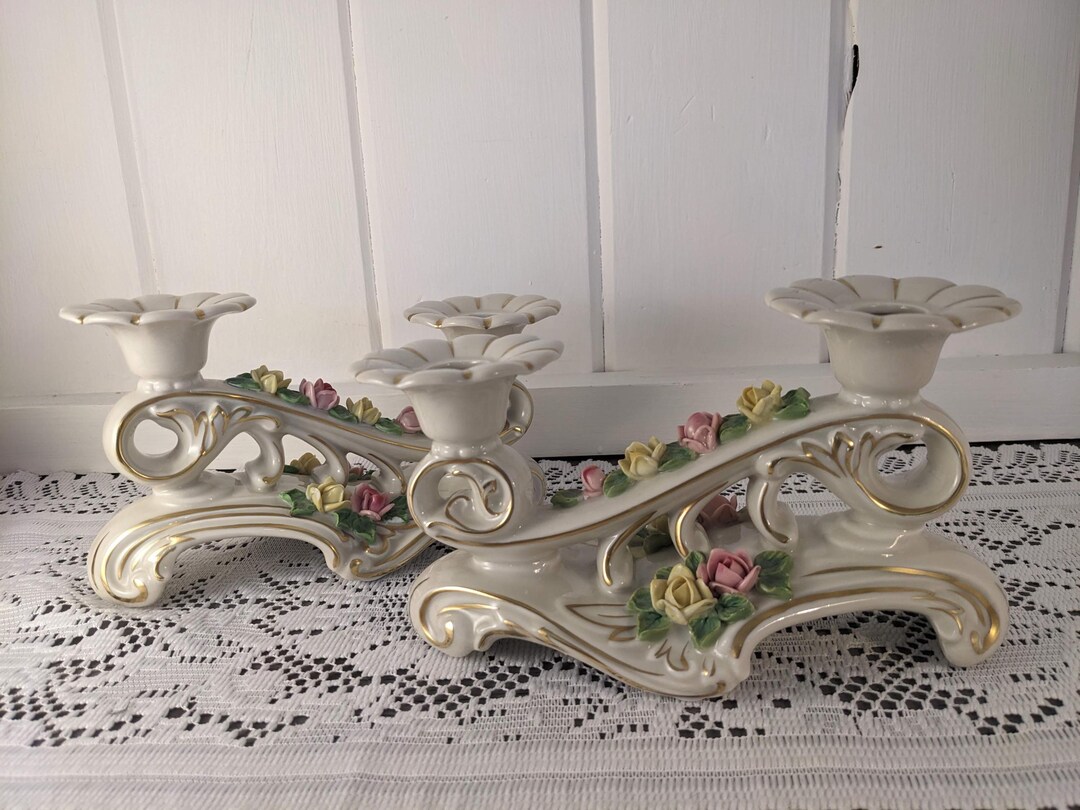 Vintage Mid-century Modern Dresden Germany Double-armed Candelabra Pair ...
