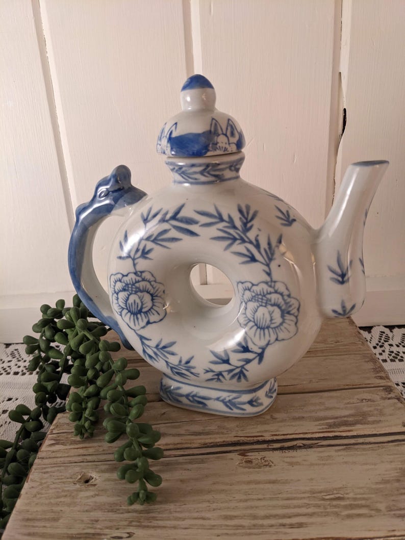 Vintage Oriental Style Porcelain Donut Teapot - Etsy