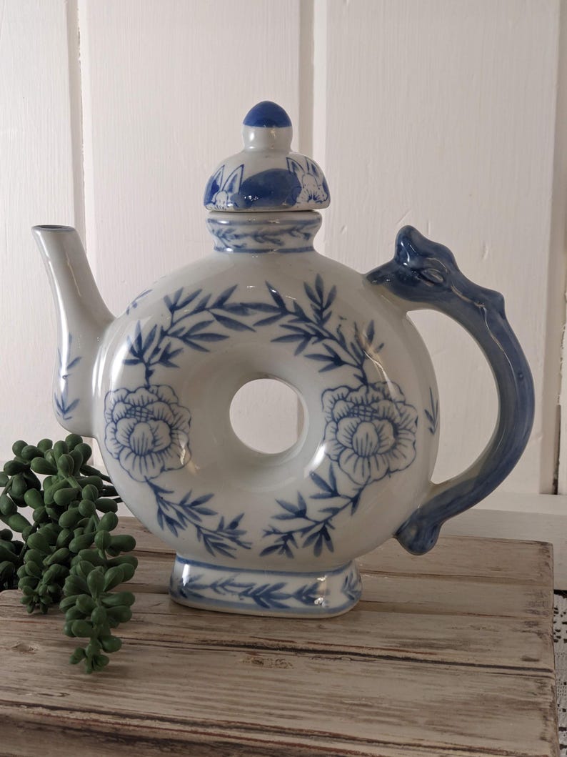 Vintage Oriental Style Porcelain Donut Teapot - Etsy