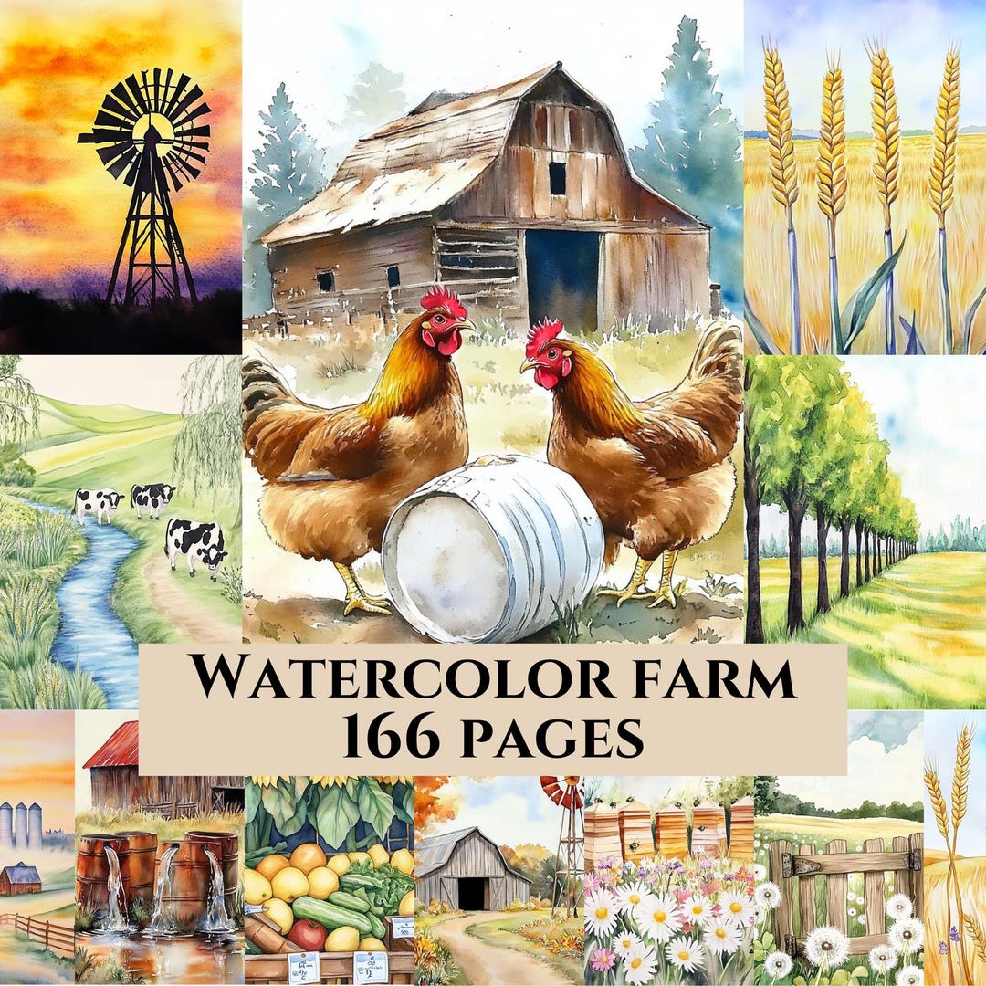 Farmhouse Watercolor Art Prints, Junk Journal Kit (digital Download) - Etsy