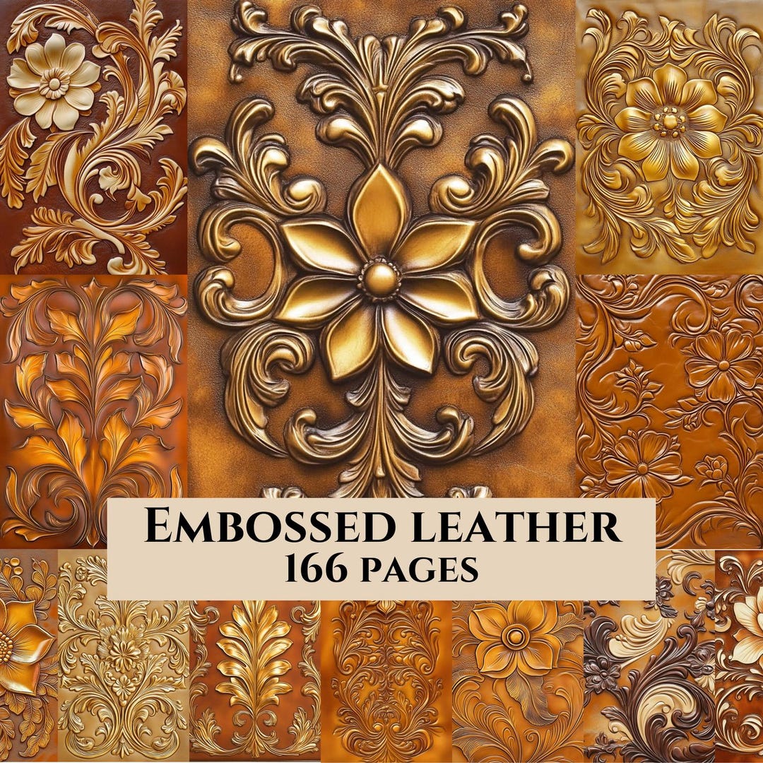 Embossed Leather Journal, Embossed Digital Paper, Leather Junk Journal ...