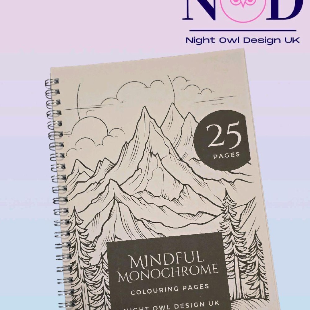 Mindful Monochrome Colouring Book 25 Pages Wire Bound for Art Therapy ...