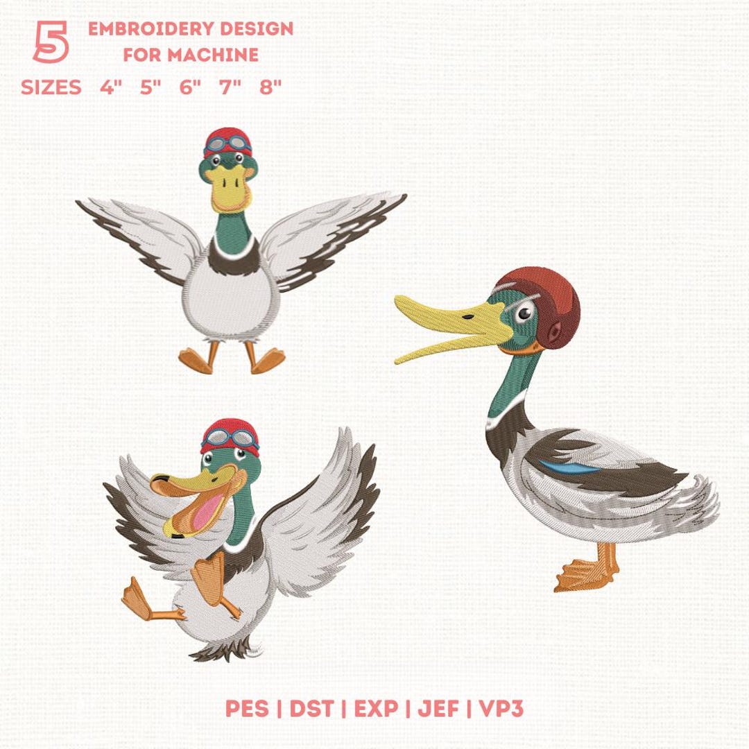 Mallard Duck Embroidery Design Bundle, Animals Embroidery, Mini Ducks ...