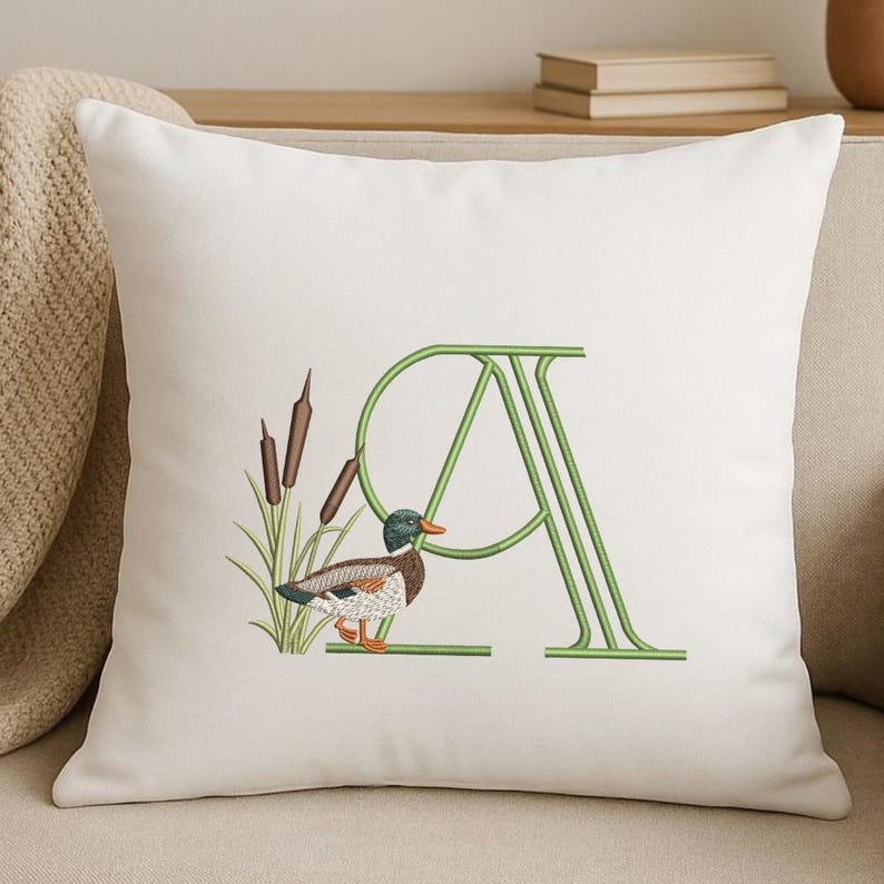 Mallard Duck Alphabet Embroidery Font, Cattail Monogram Letters ...