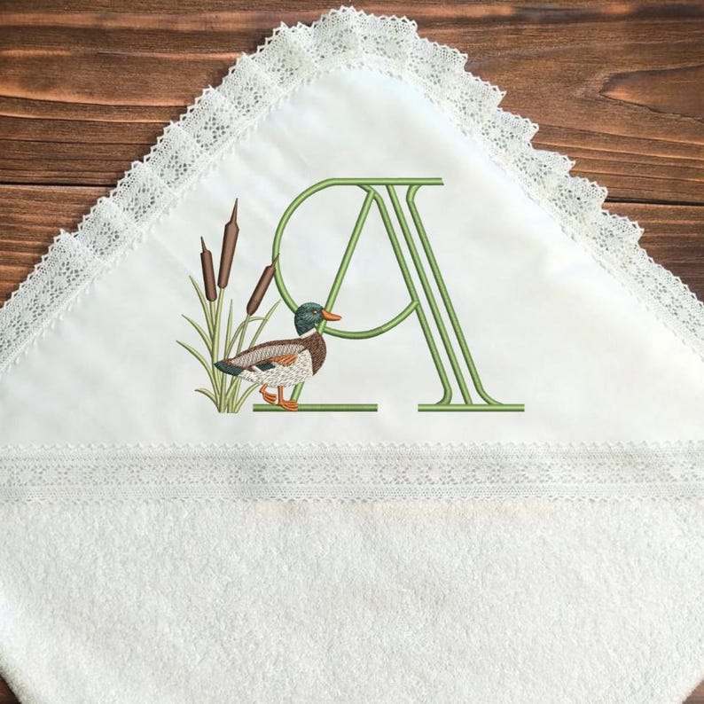 Mallard Duck Alphabet Embroidery Font, Cattail Monogram Letters ...