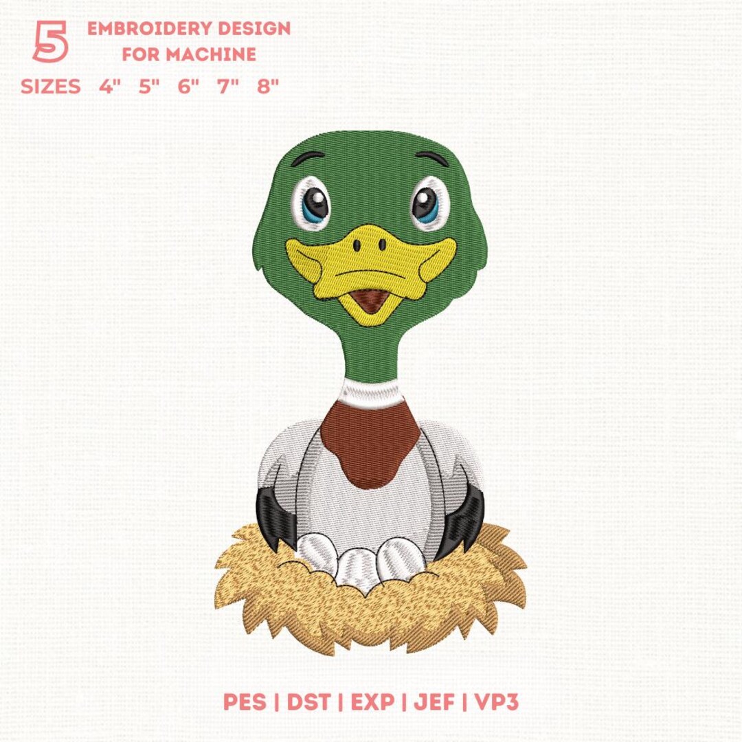 Mallard Duck Embroidery Design, Animals Embroidery, Mini Ducks ...