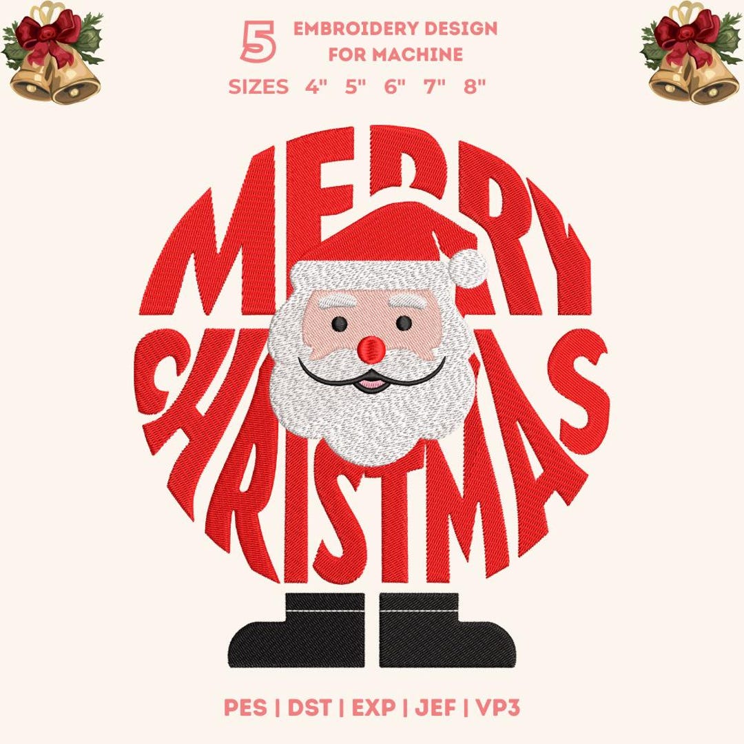 Santa Embroidery Design, Christmas Machine Embroidery Pattern, Single ...