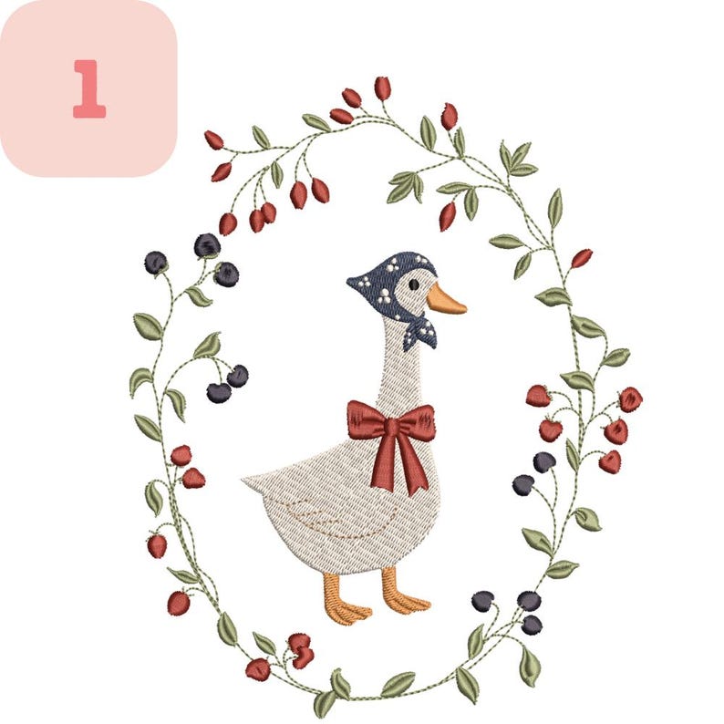 Vintage Ribbon Goose Bundle, Strawberry Blueberry Goose Crest Set, Cute ...