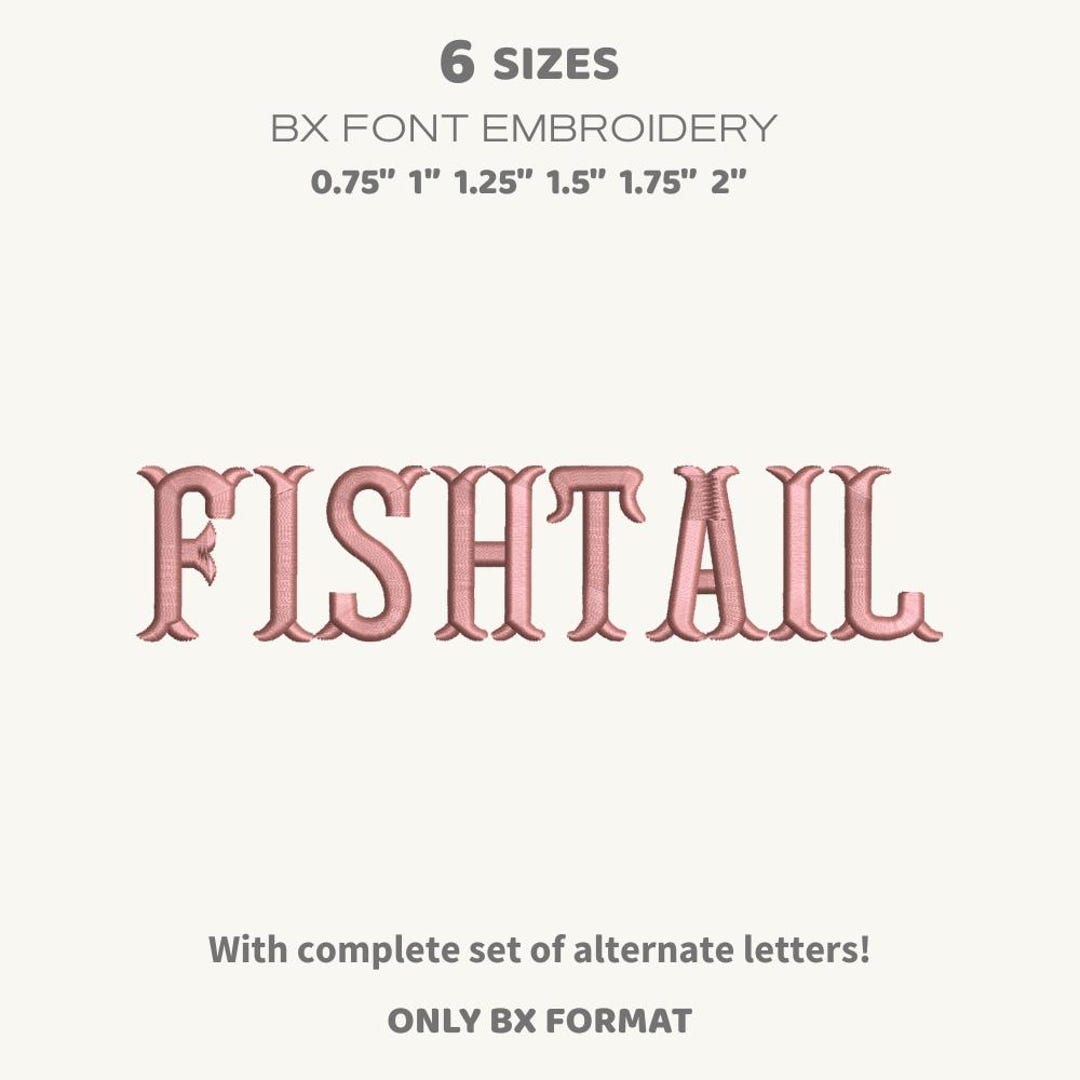 Fishtail Satin Alphabet Font, Fishtail Embroidery, Fishtail Monogram ...