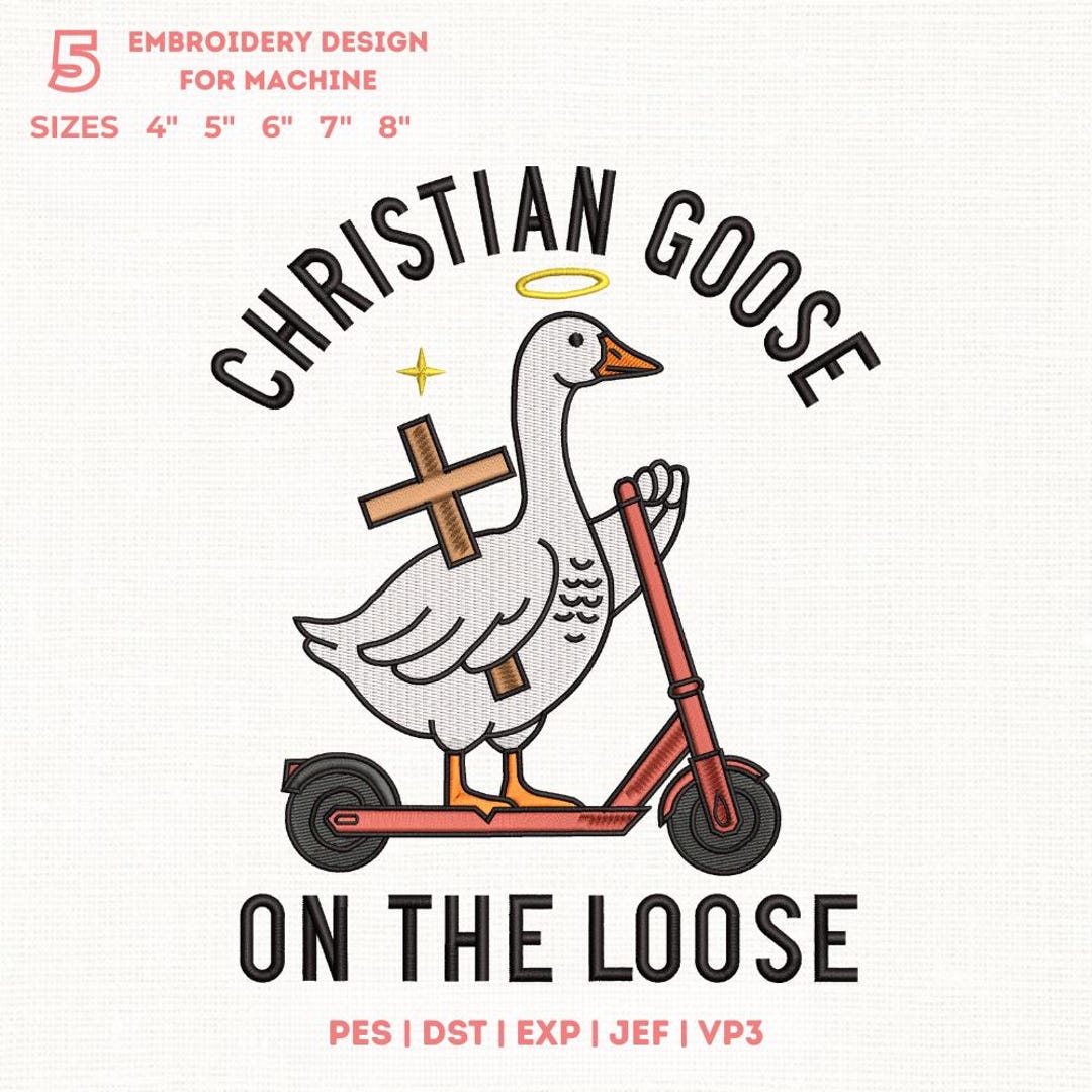 Christmas Goose Machine Embroidery Design - Mini Designs in 5 Sizes ...