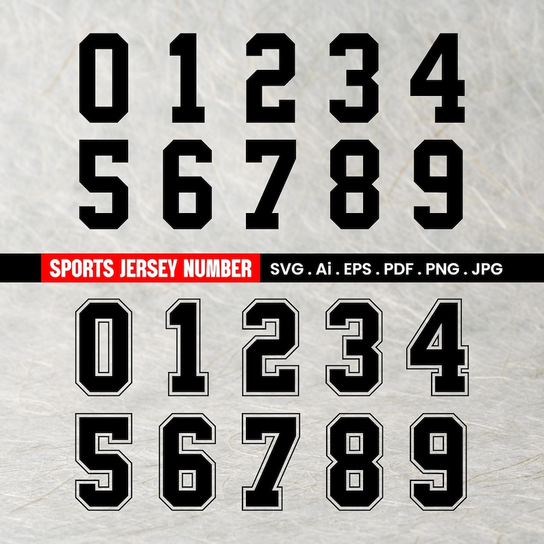 Sports Jersey Numbers SVG Bundle 0–10 | Solid & Outline Varsity Numbers ...