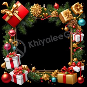126 Christmas Frames PNG Clipart Bundle | Xmas Holiday Borders | Empty ...