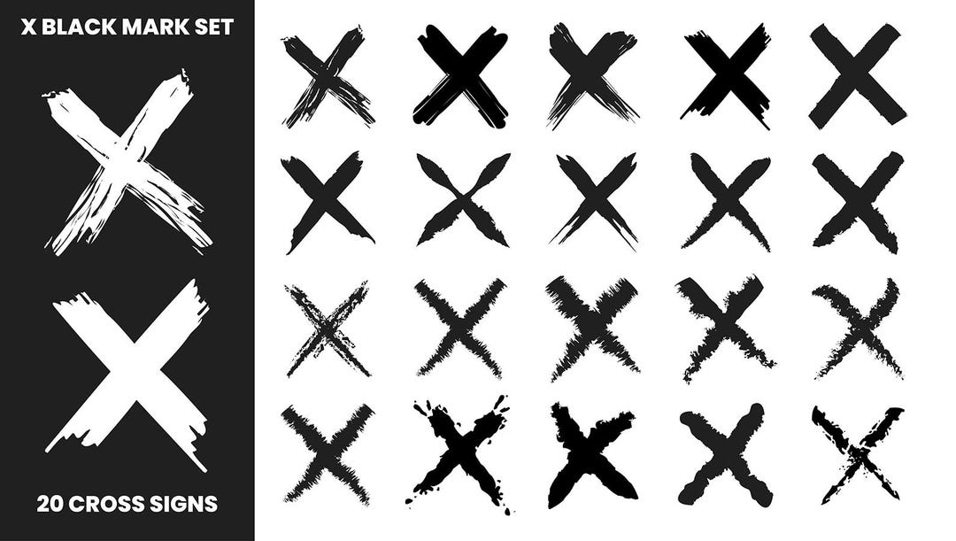 Brush Stroke X Mark SVG Bundle | 20 Cross Sign Clipart - Etsy