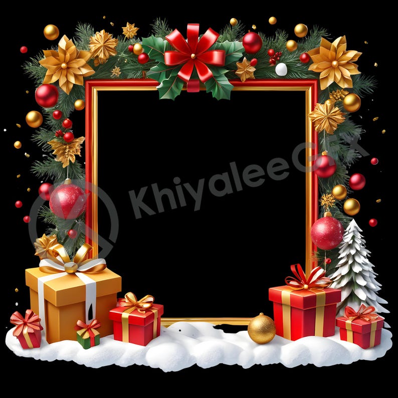 126 Christmas Frames PNG Clipart Bundle | Xmas Holiday Borders | Empty ...