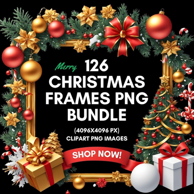 126 Christmas Frames PNG Clipart Bundle | Xmas Holiday Borders | Empty ...