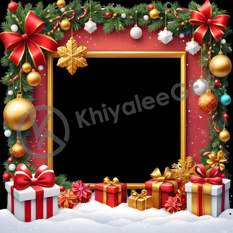 126 Christmas Frames PNG Clipart Bundle | Xmas Holiday Borders | Empty ...