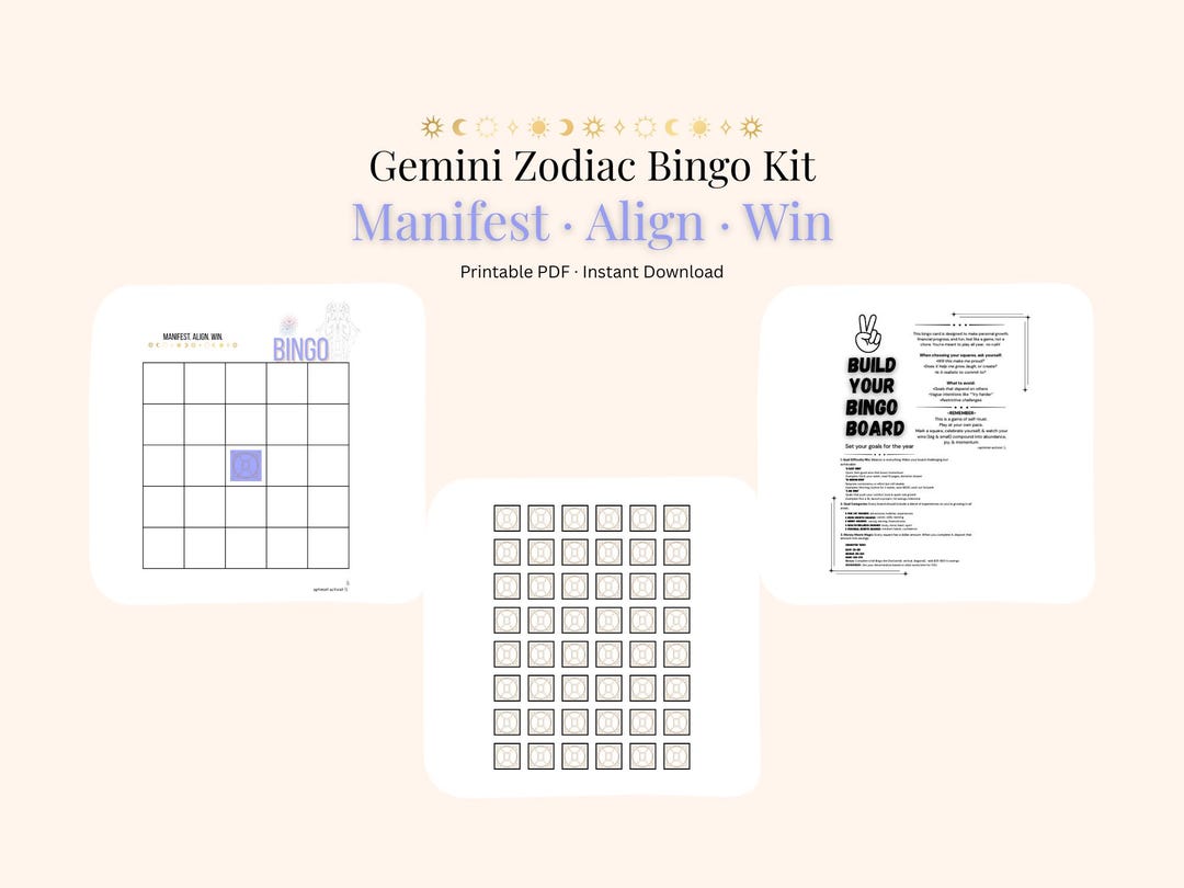 Gemini Goal-setting Bingo Kit | Astrology-themed Printable | Manifest ...