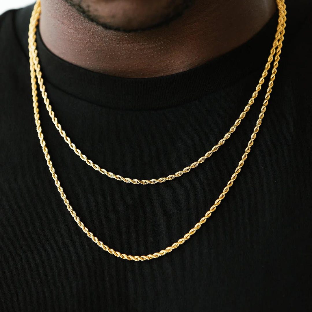 3mm Rope Chain White Gold, Simple Mens Necklace for Him, Everyday Hip ...