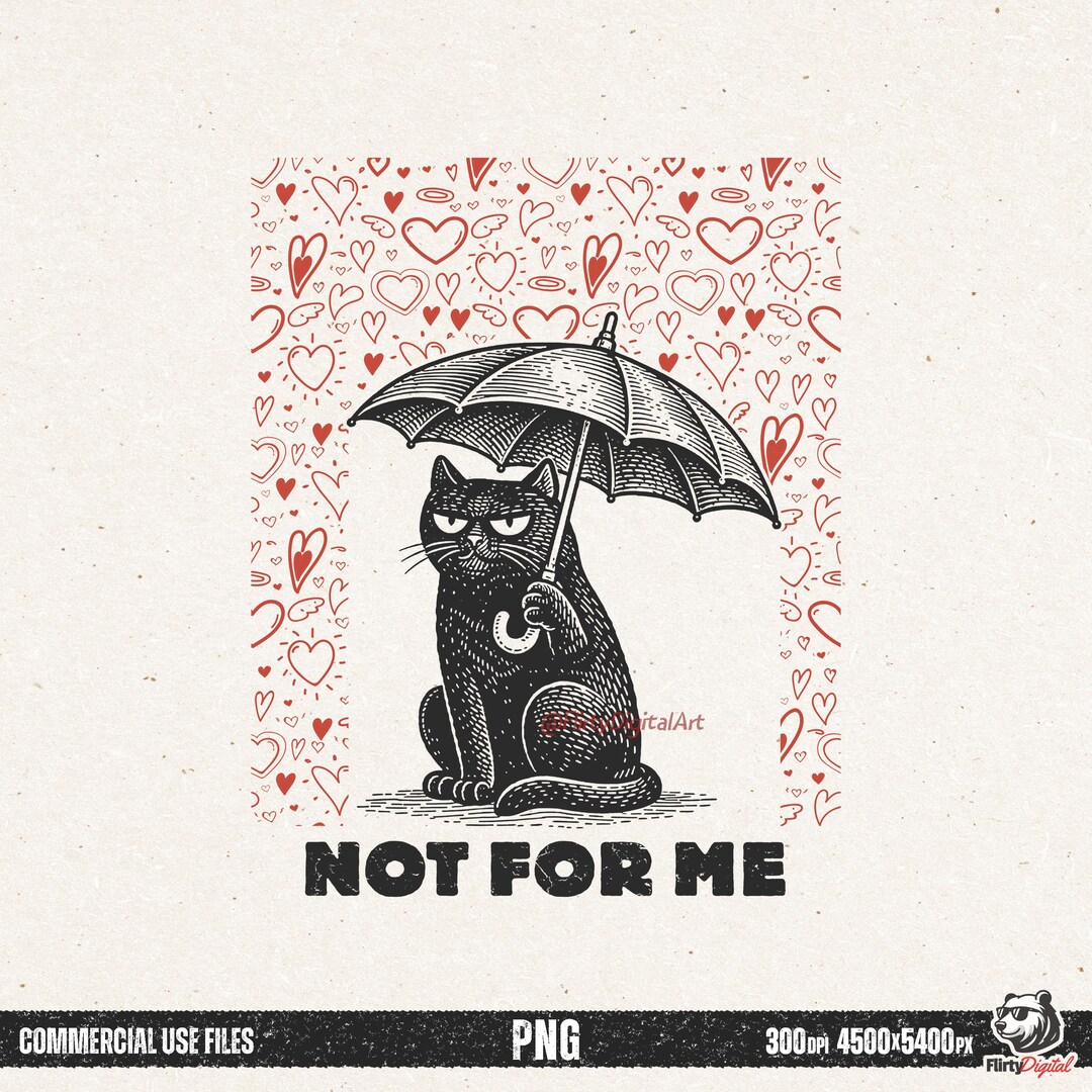Anti Valentine Cat PNG, Grumpy Black Cat Umbrella, Funny Sarcastic ...