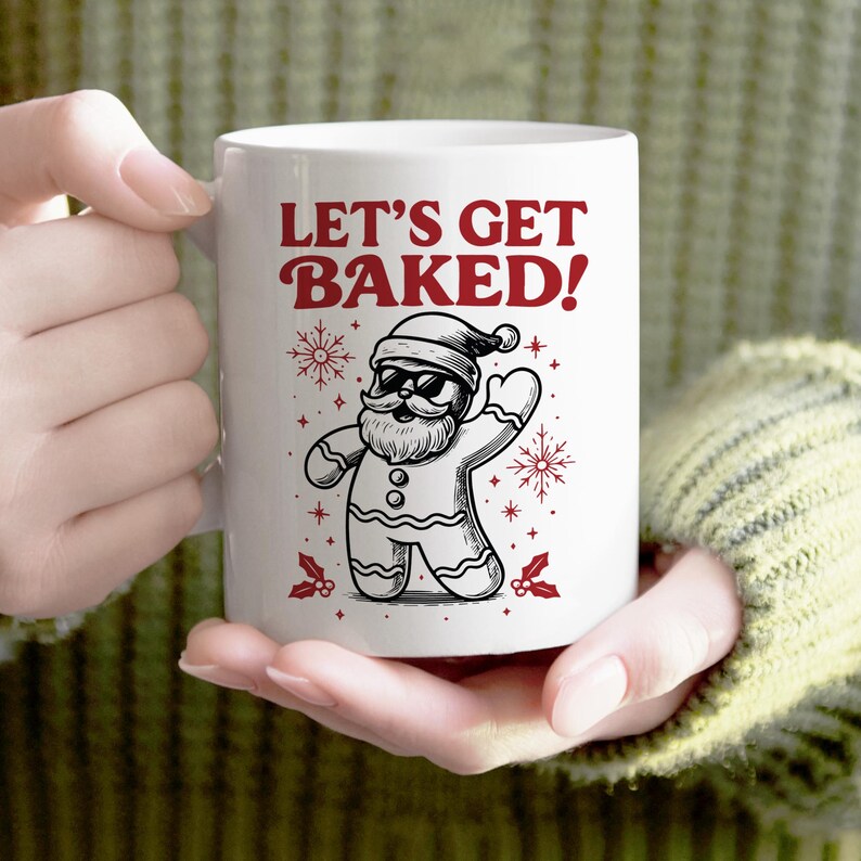 Retro Let's Get Baked SVG PNG: Funny Gingerbread Santa Christmas ...