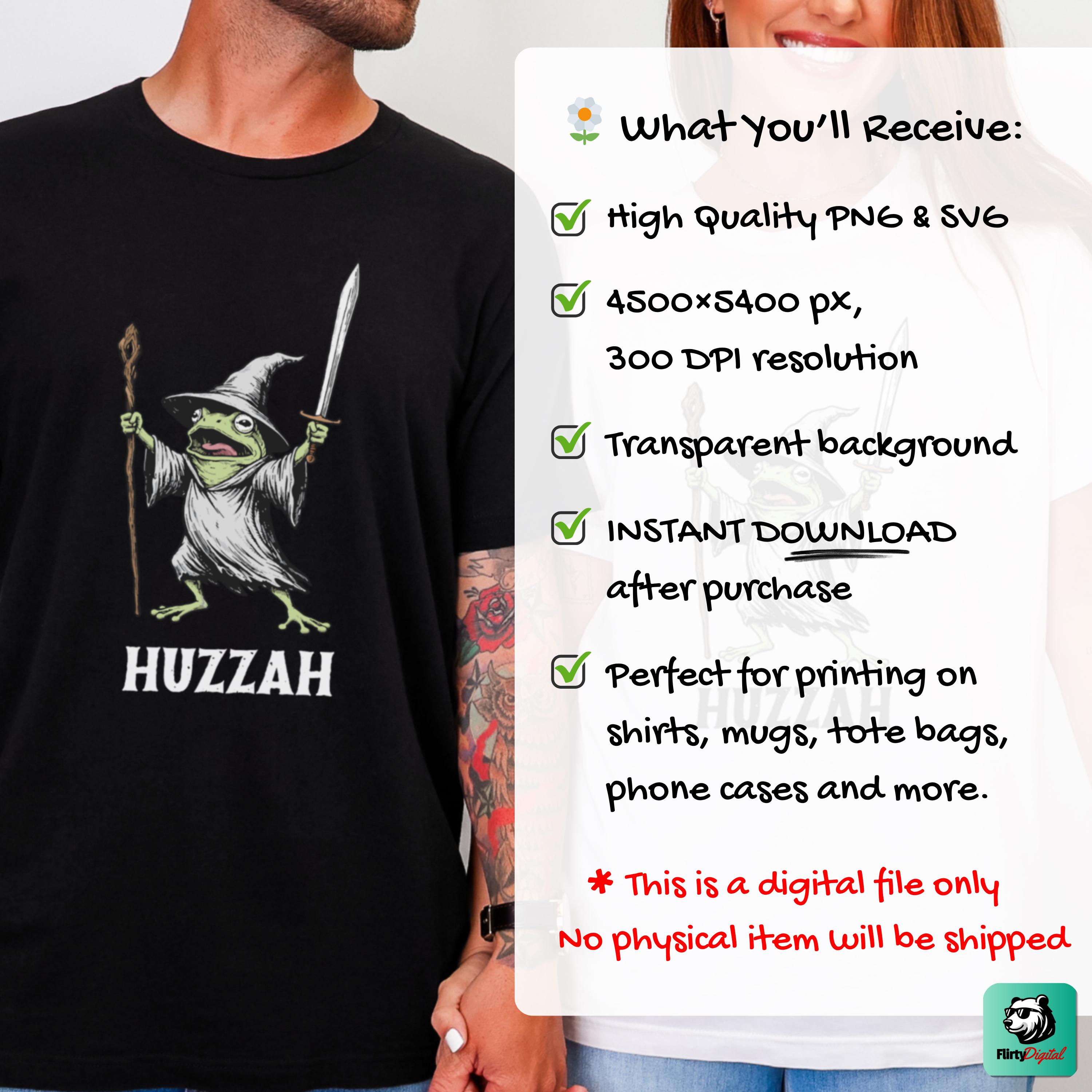 Huzzah Frog Wizard Meme PNG SVG, Medieval Fantasy Toad With Sword Staff ...