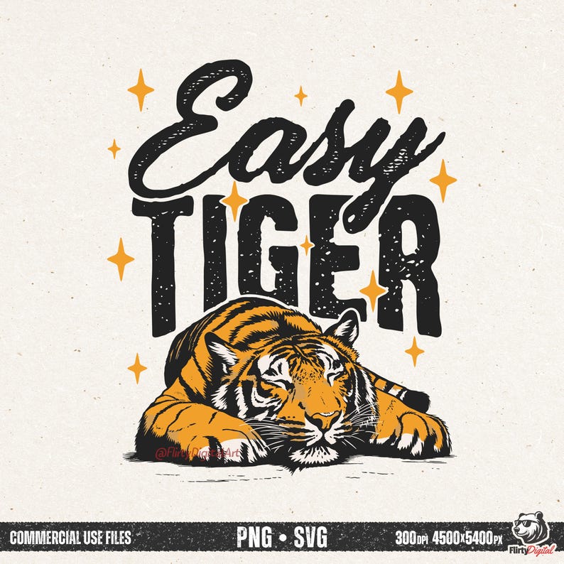 Easy Tiger Vintage Distressed PNG SVG, Retro 70s Shirt Design ...