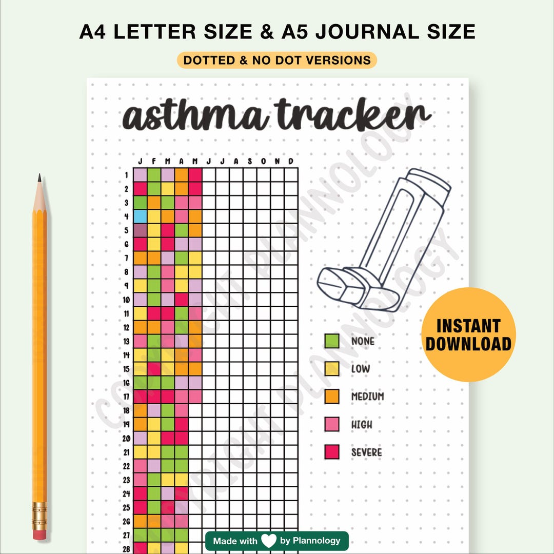 Asthma Tracker Printable Journal Page Planner Template Printable Bullet ...