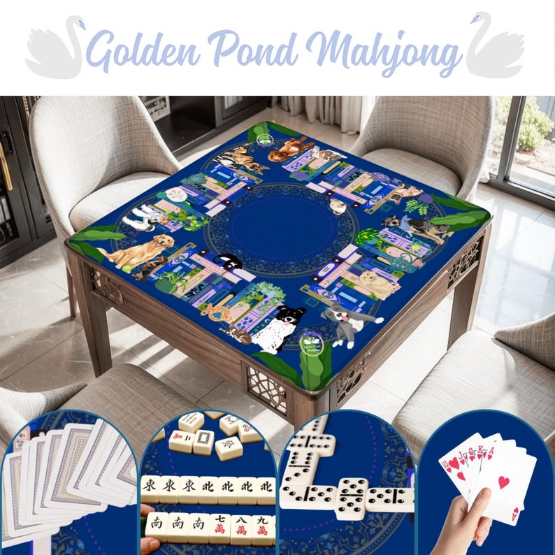My Favorite Things - Mahjong Mat With Books, Dogs, and Plants - Etsy