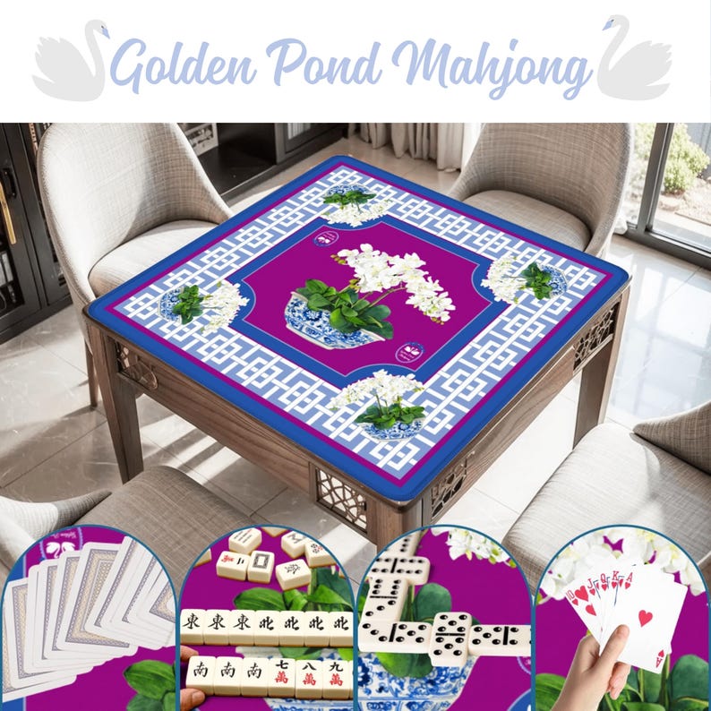 Orchid Mahjong Mat With Chinoiserie Planter (strawberry) - Etsy