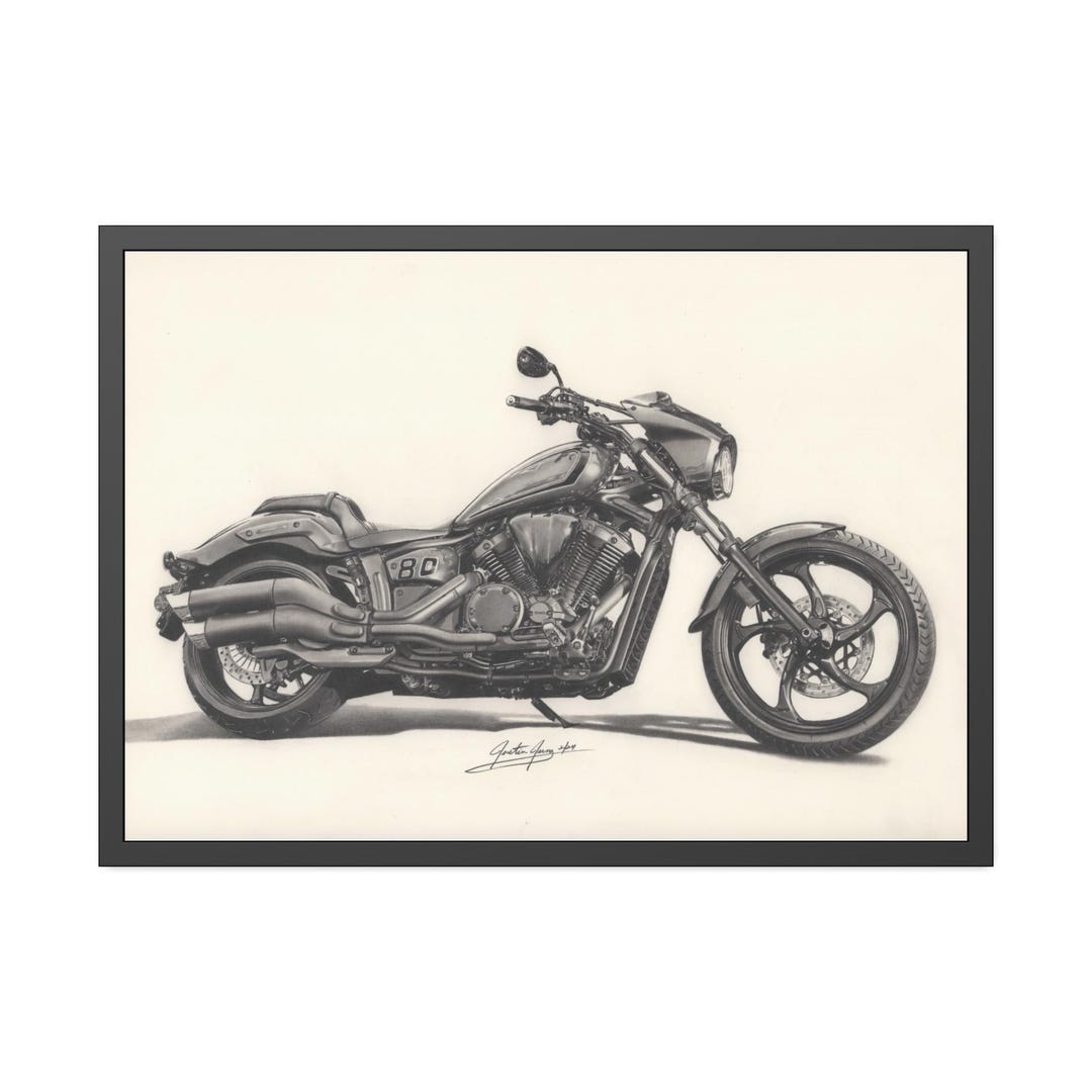 Yamaha Stryker 1300 Graphite Drawing, Framed Motorcycle Art Print - Etsy