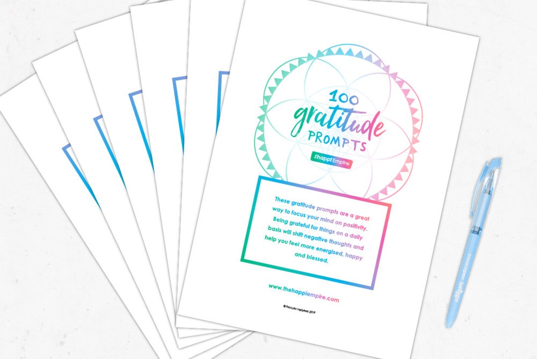 100 Printable Gratitude Prompts for Happiness, Motivation, Inner Peace ...