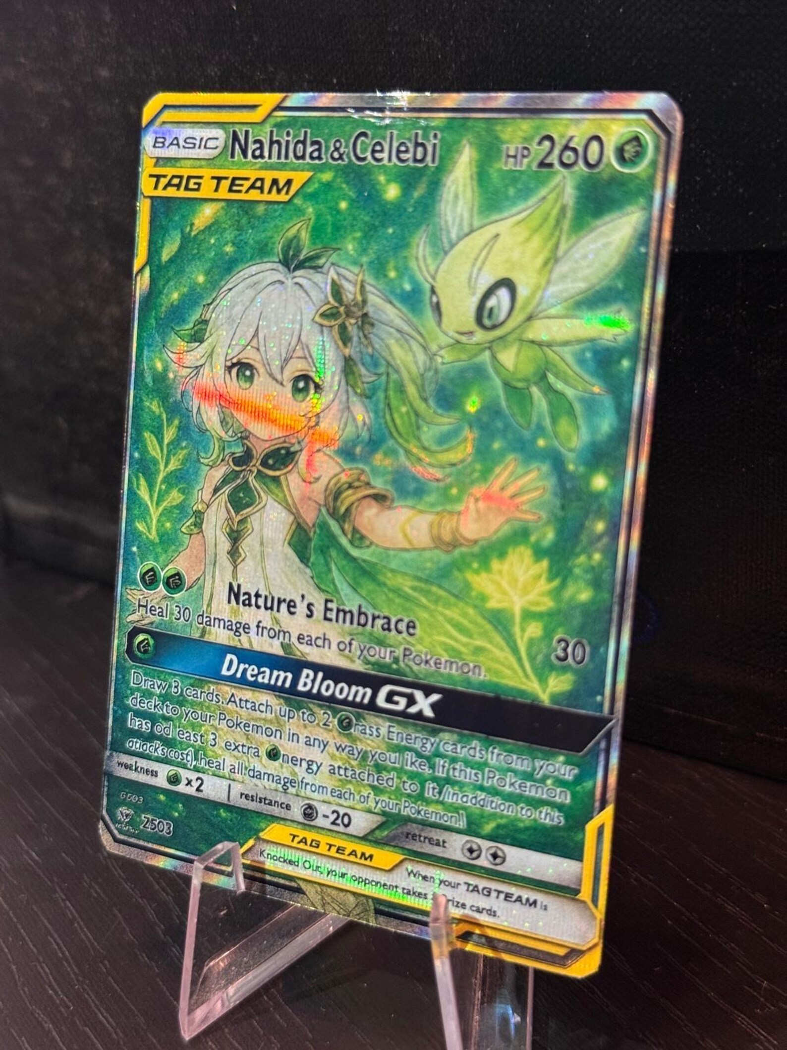 Nahida & Celebi Pokemon Genshin Impact Card Handmade - Etsy