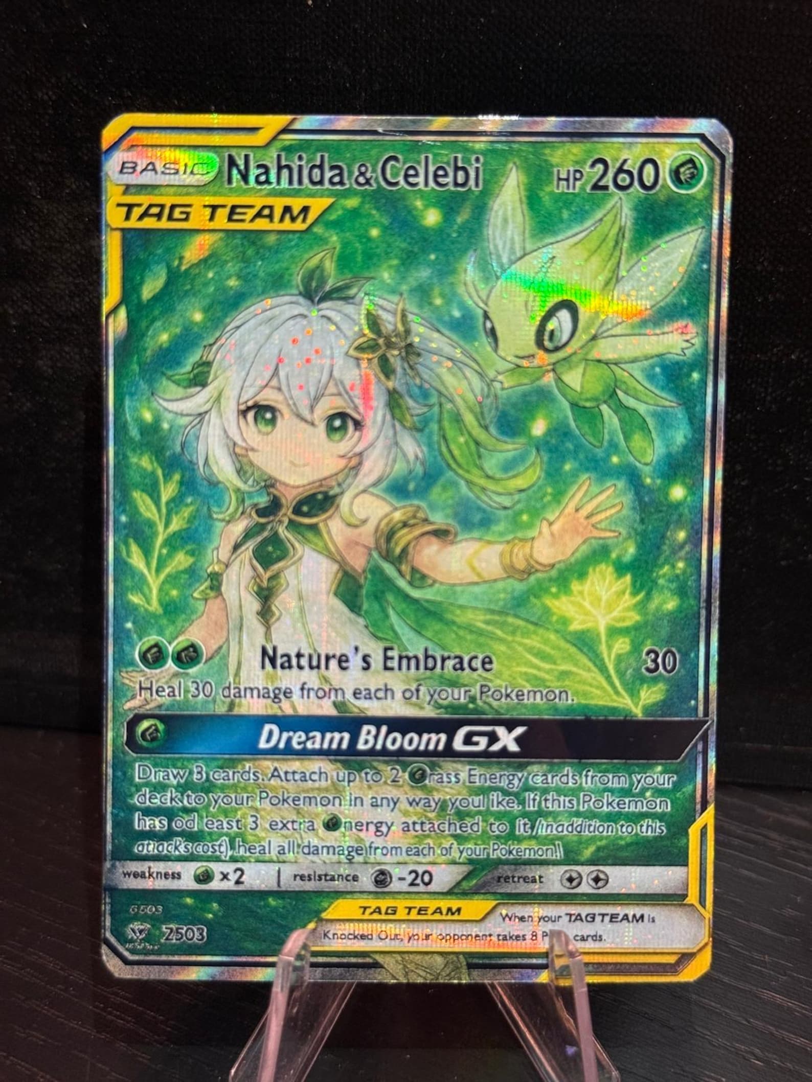 Nahida & Celebi Pokemon Genshin Impact Card Handmade - Etsy
