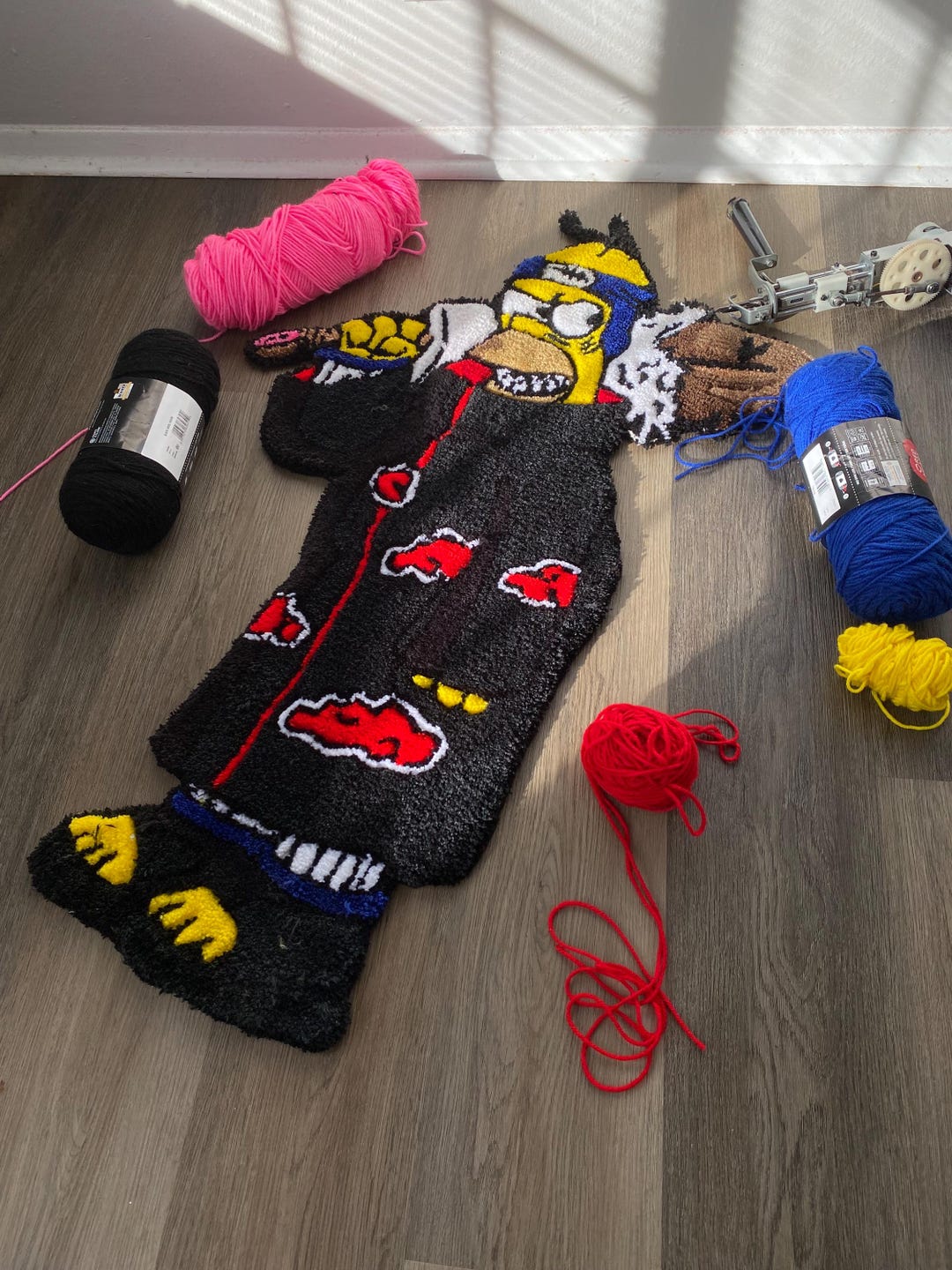 Homer Simpson Akatsuki Rug | Handmade Tufted Anime Gamer Decor - Etsy