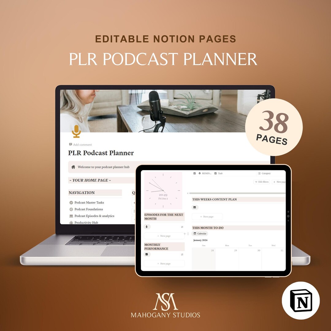 Podcast Planner Notion Template Digital Content Creator Episode ...