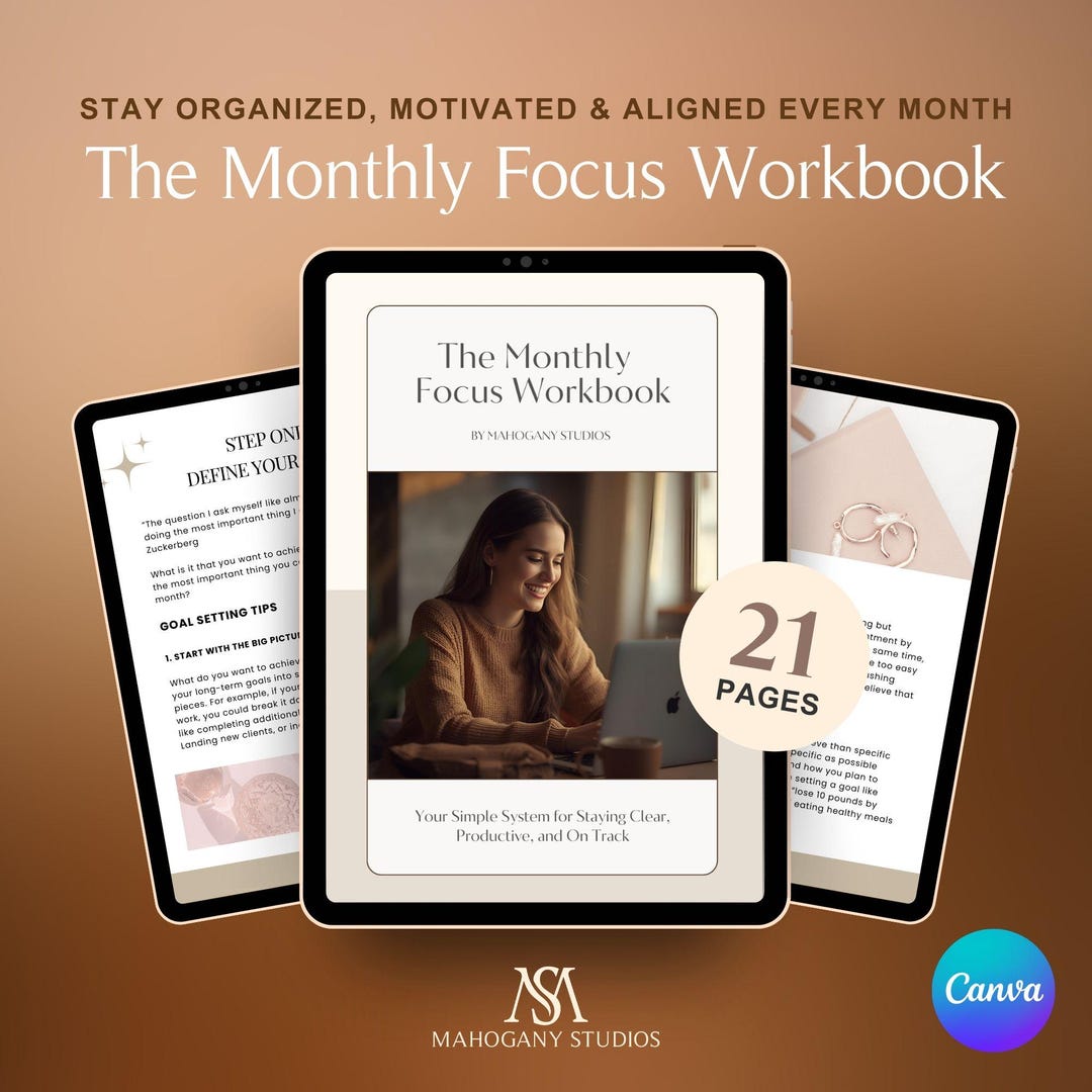 Focus Workbook: Monthly Goal Setting, Milestones, Visualization ...