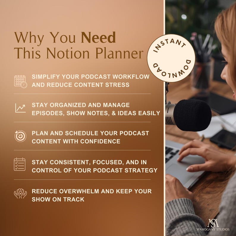 Podcast Planner Notion Template Digital Content Creator Episode ...