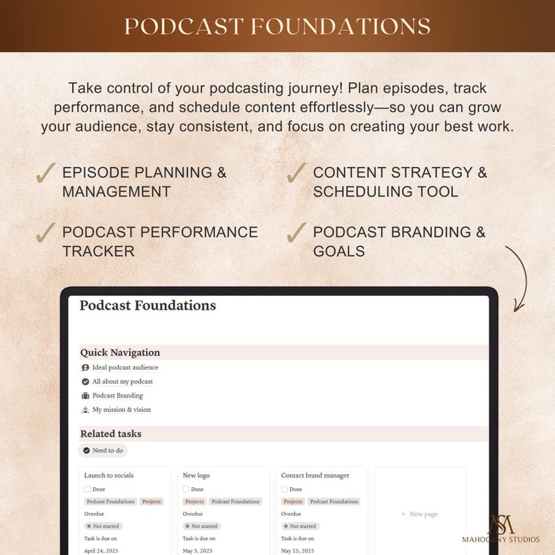 Podcast Planner Notion Template Digital Content Creator Episode ...