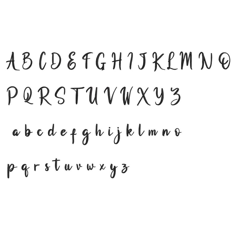 BX Cursive Machine Embroidery Font, Monogram Script Alphabet, Satin ...