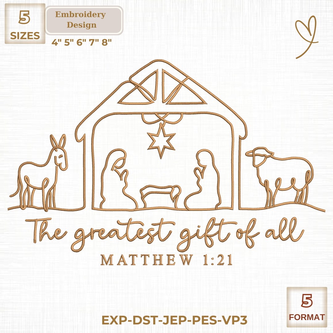 Nativity Embroidery Design, Christian Christmas File (digital Download ...