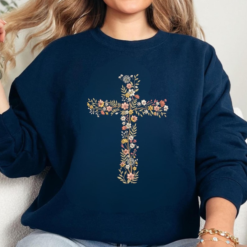 Flower Cross Embroidery Design, Religious Easter File (digital Download ...