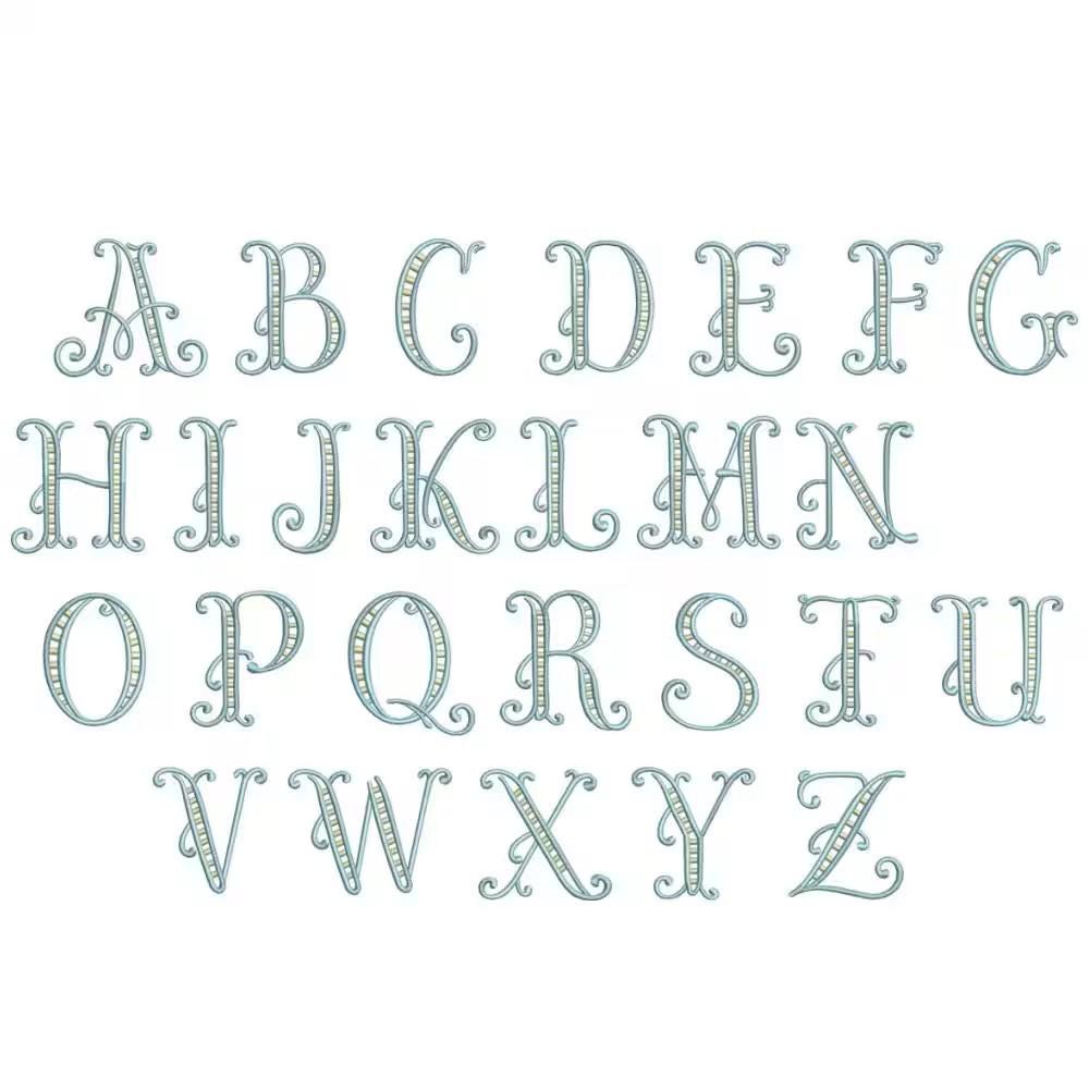 8 Fishtail Monogram Embroidery Bundle, Alphabet Designs + 11 Formats ...