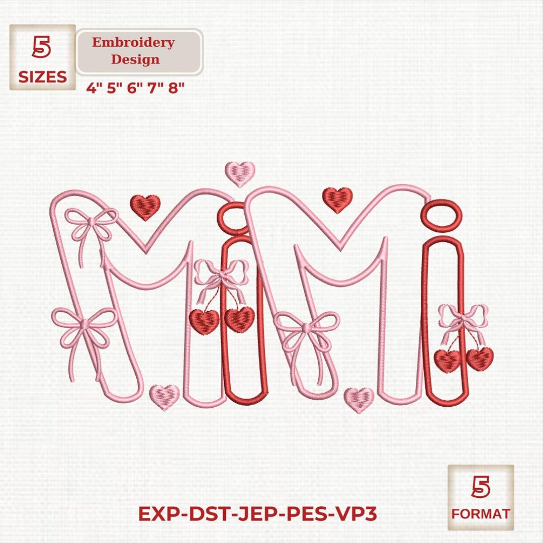 Mimi Machine Embroidery Design - Instant Download, 5 Sizes - Etsy