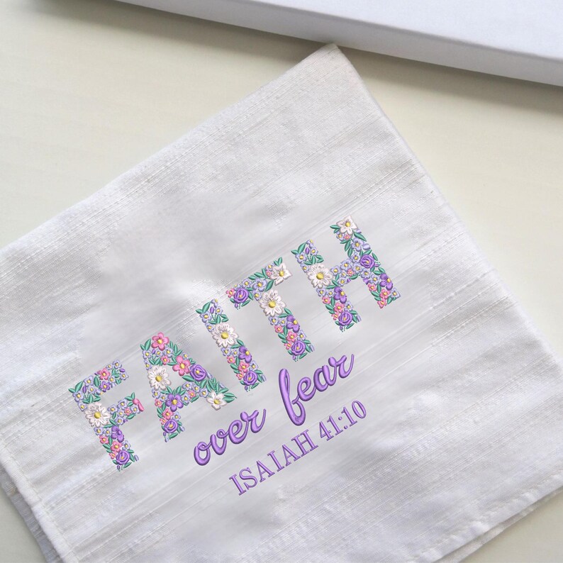 Faith Over Fear Floral Embroidery Design, Christian Verse (digital ...