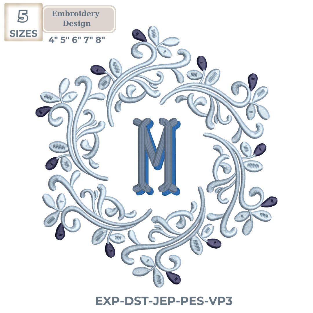 Royal Monogram Frame Embroidery, Decorative Embroidery File for Towels ...