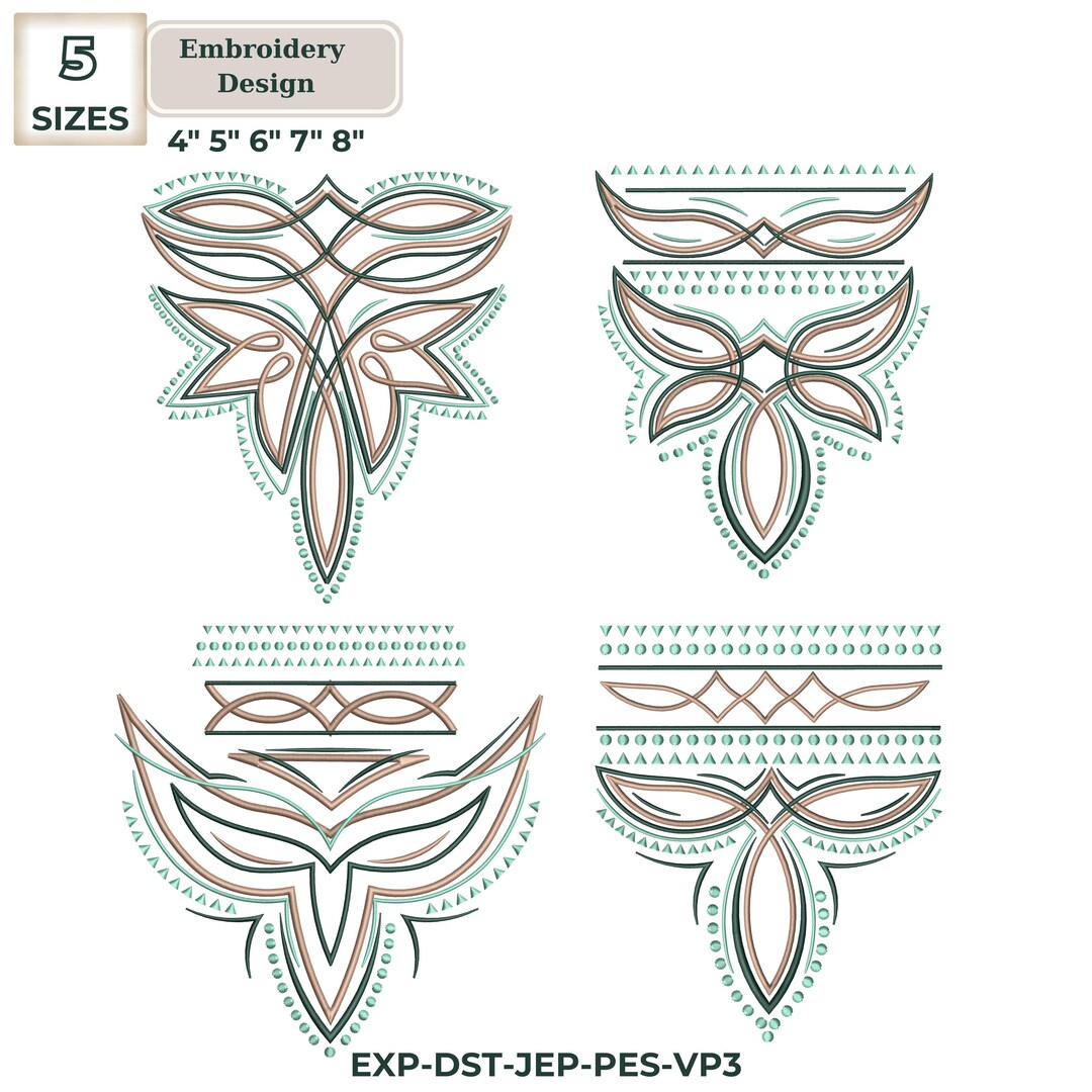 Aztec Boot Stitch Embroidery Design Bundle, Geometric Tribal Machine ...
