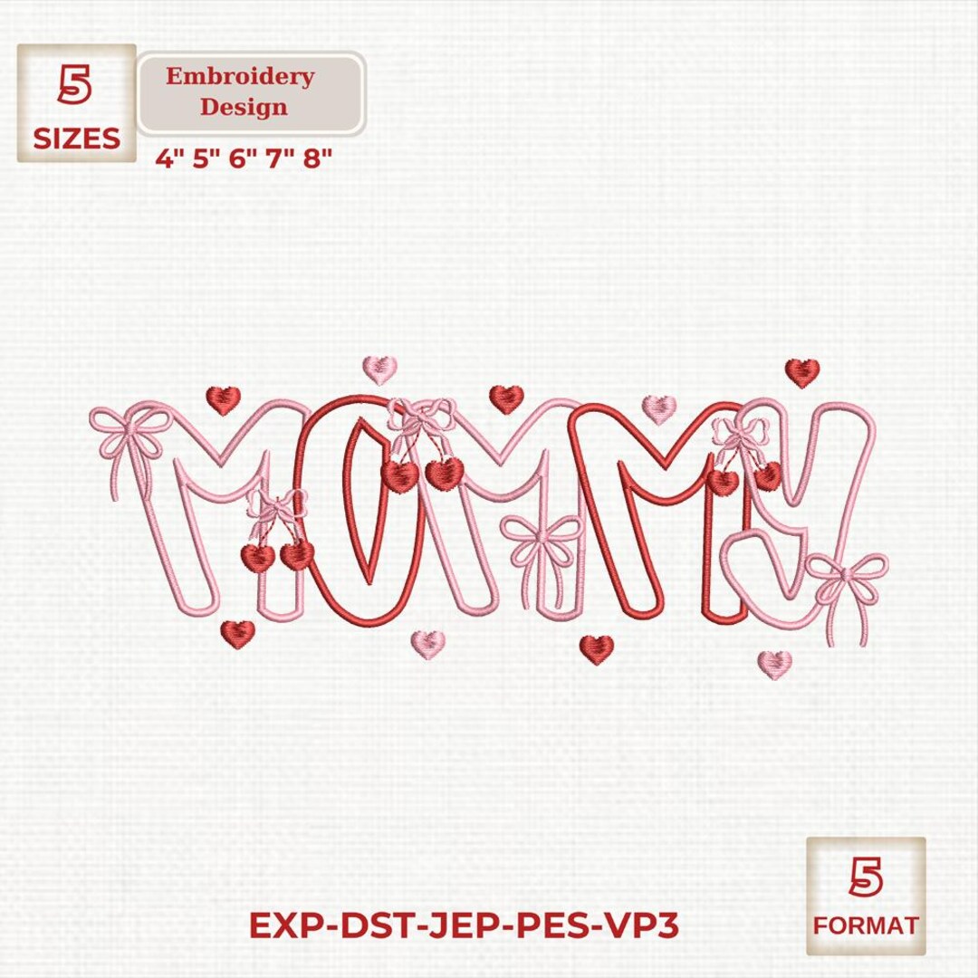 Mommy Machine Embroidery Design - Instant Download, 5 Sizes - Etsy