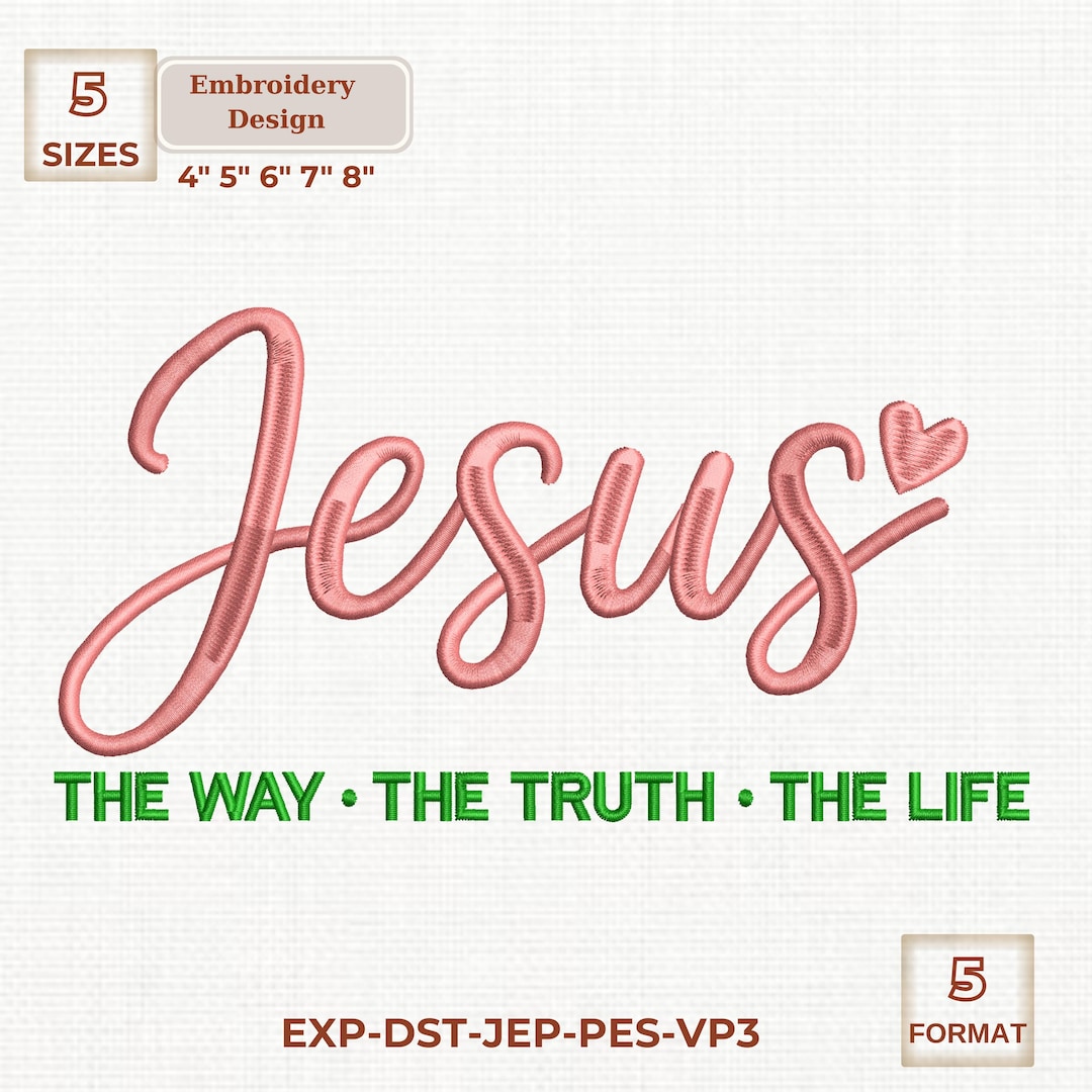 Jesus Embroidery Design, Christian Boho, DST PES VP3 (digital Download ...