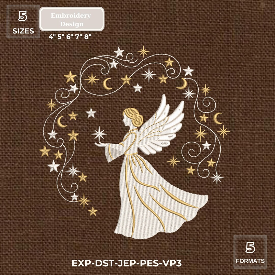 Angel Embroidery Design, Guardian Angel Machine Embroidery, Christmas ...