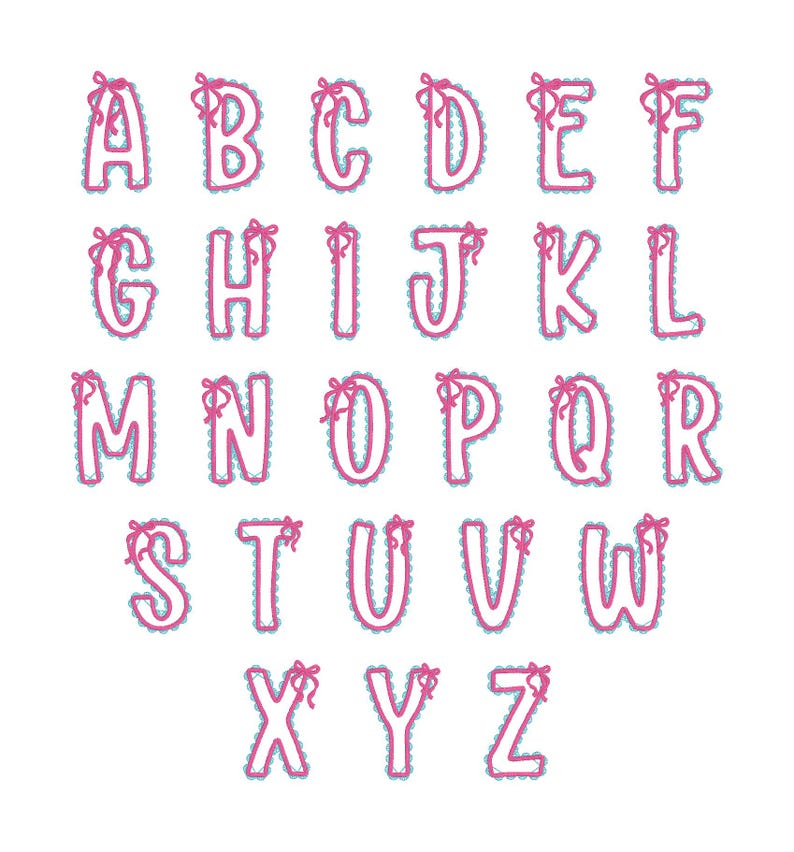 Lacey Applique With Bow Embroidery Font: Faux Lace BX Font, 5 Sizes, A ...